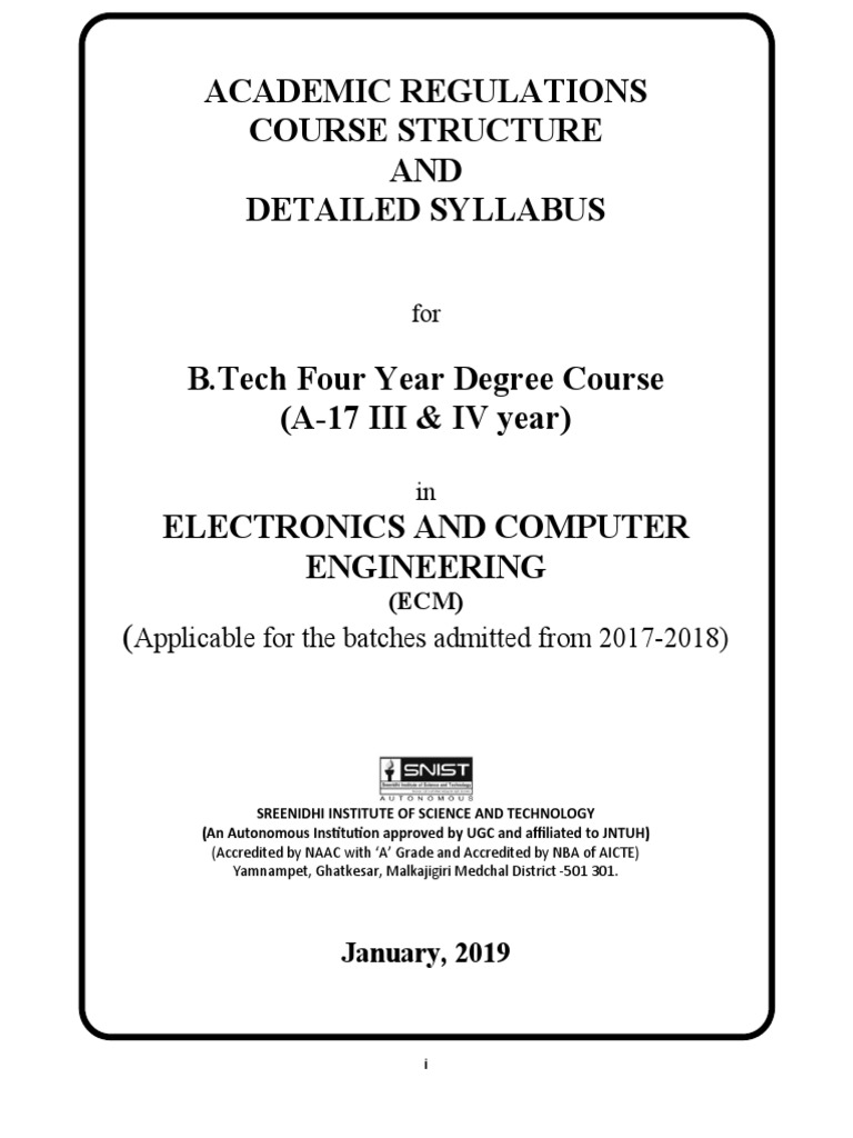ECM Course Structure and Syllabus (A17) - III & IV Year | PDF ...