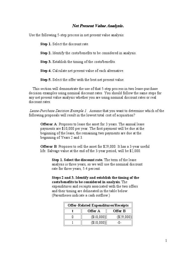 A Step-by-Step Demonstration of Conducting Net Present Value Analyses ...