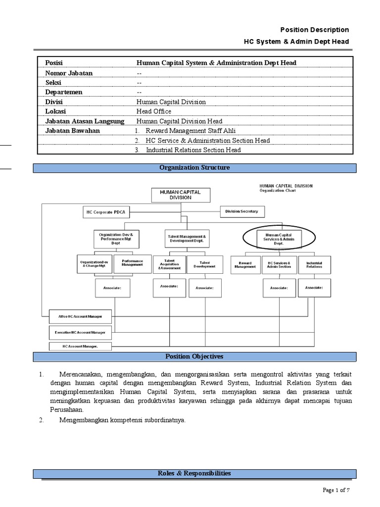 01 HC - Dept Head - HCSA | PDF | Bisnis