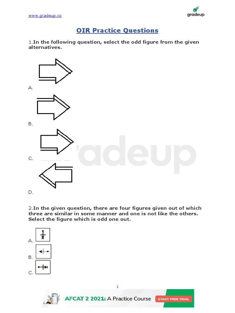 OIR Practice Questions: Alternatives | PDF | Matrix (Mathematics)