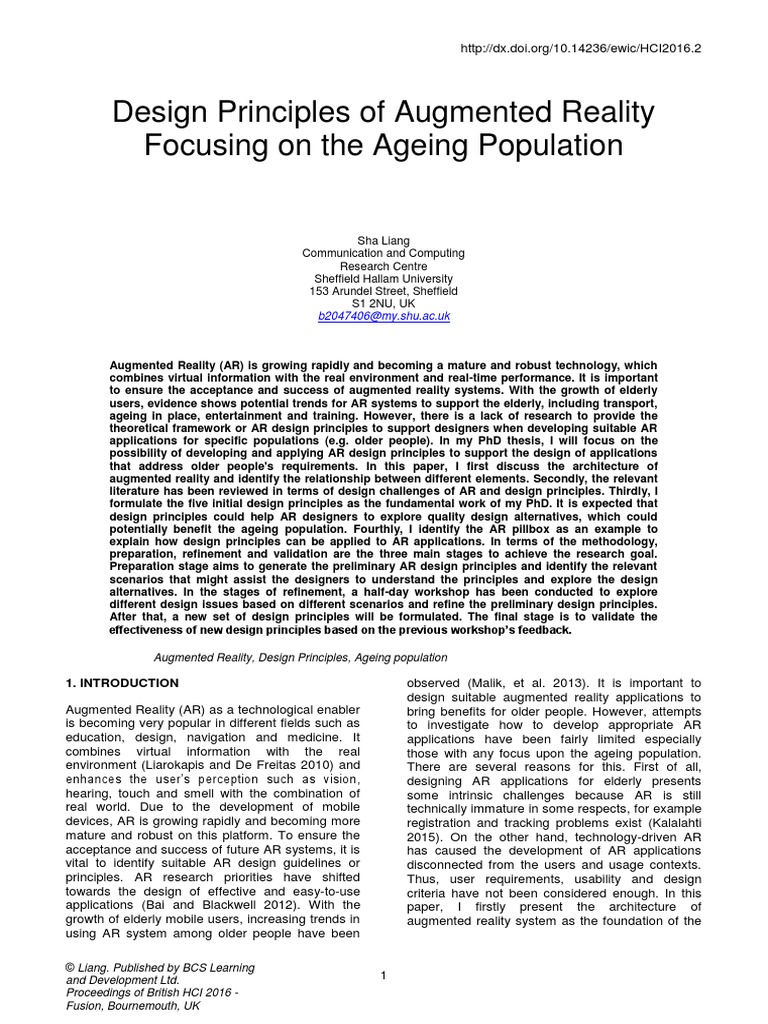 2015 - Design Principles of Augmented Reality Focusing On The Ageing ...