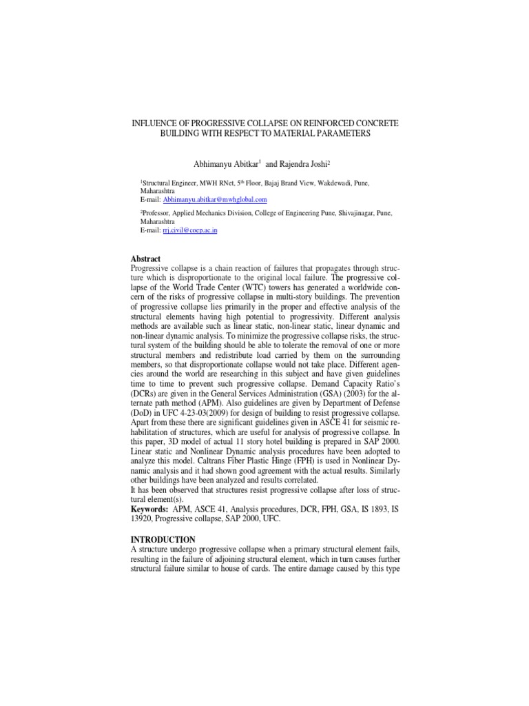 Influence of Progressive Collapse On Reinforced Concrete Building With ...
