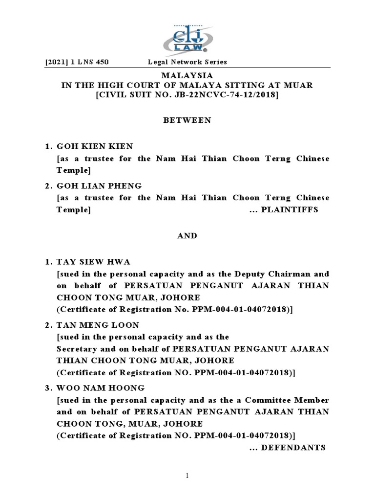 Goh Dot | PDF | Discovery (Law) | Trust Law