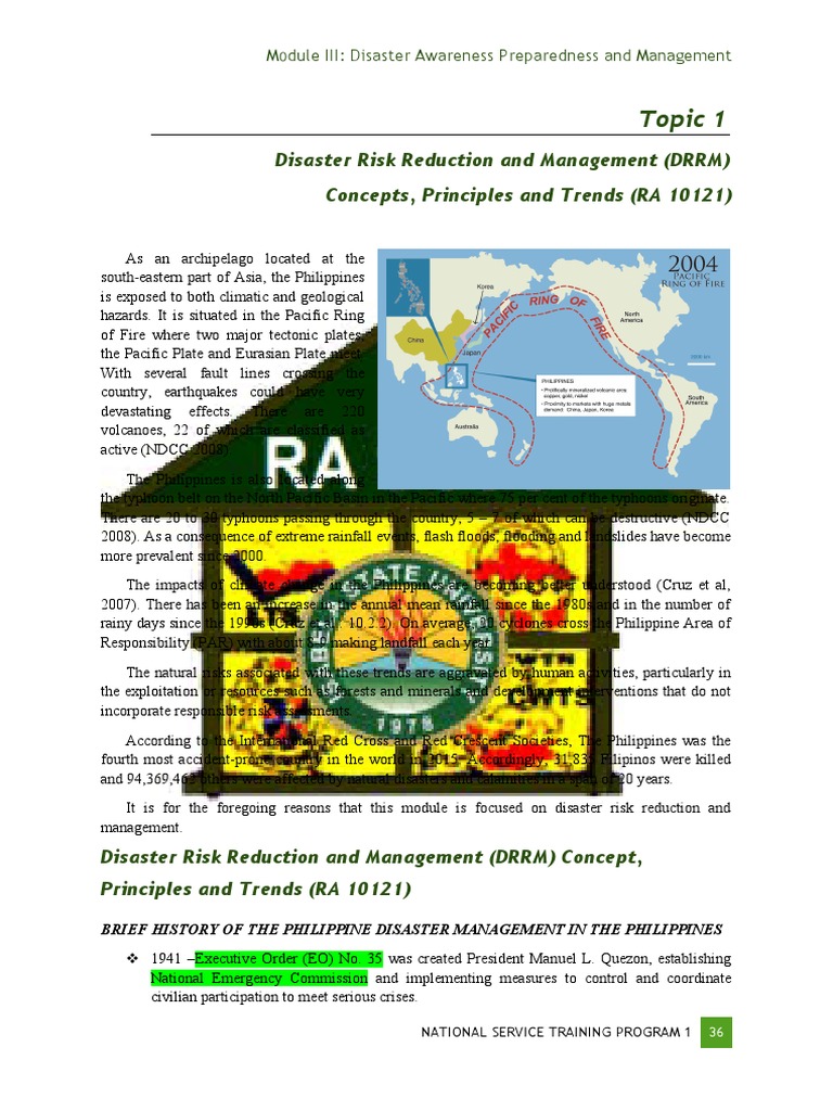 Topic 1: Disaster Risk Reduction and Management (DRRM) Concepts ...