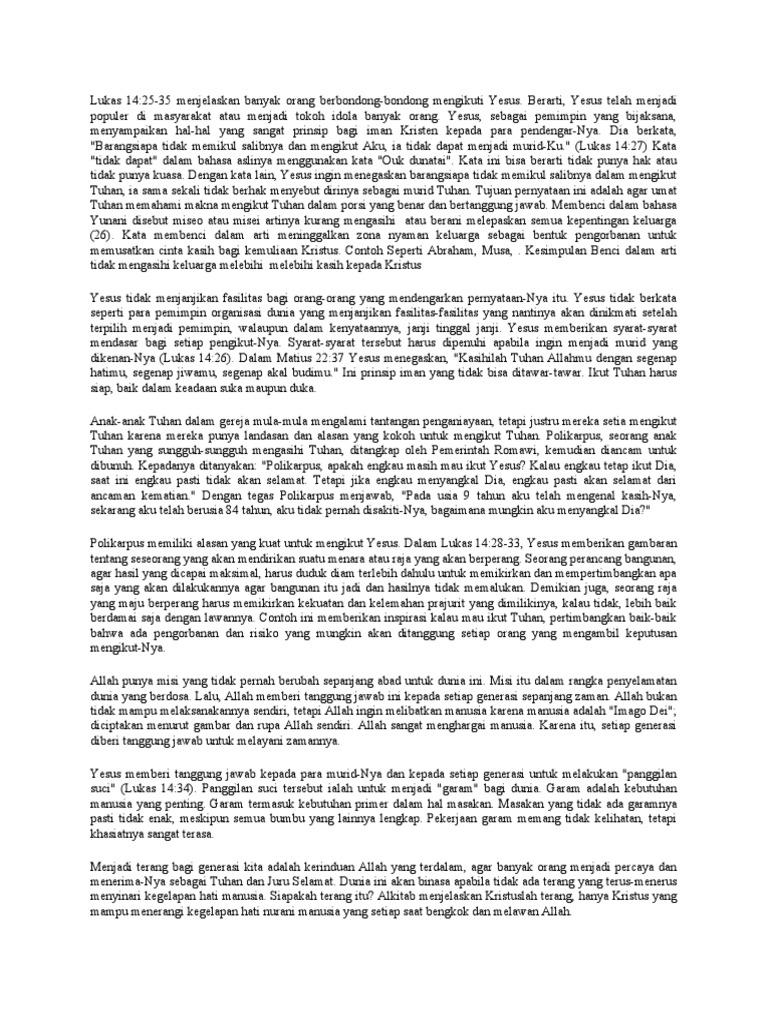 Lukas 14 | PDF | Agama & Spiritualitas | Ilmu Sosial