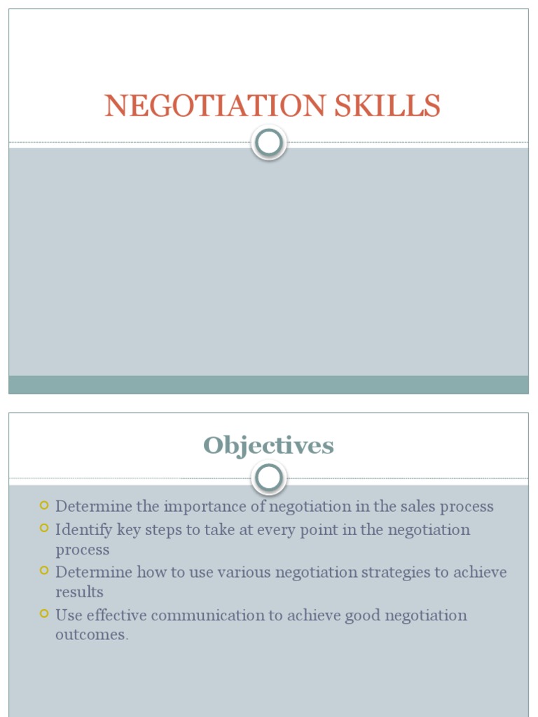 Negotiation Skills | PDF | Negotiation | Communication