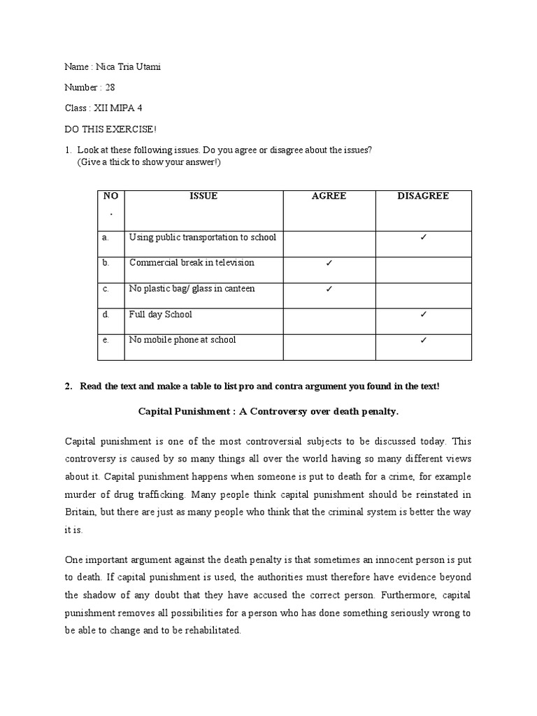 NO - Issue Agree Disagree: Capital Punishment: A Controversy Over Death ...