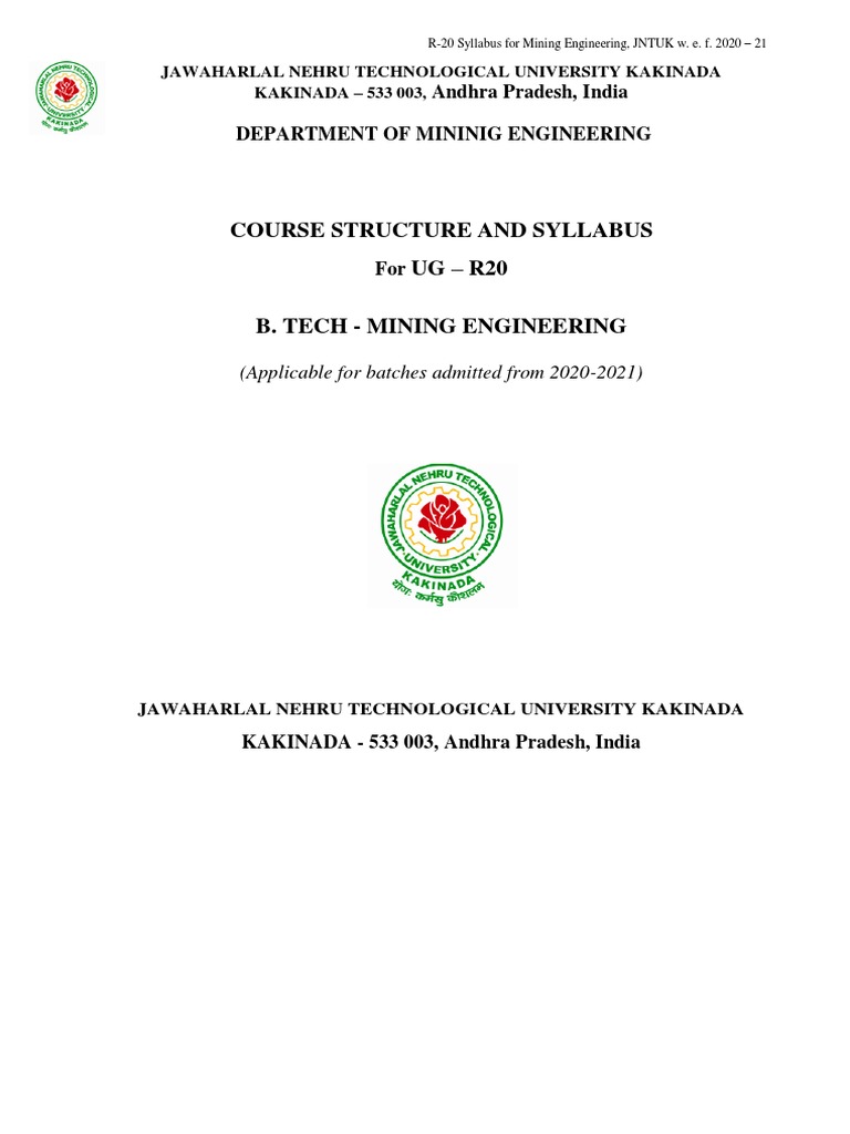 Mining CS & Syllabus UG R20 | PDF | Force | Pointer (Computer Programming)