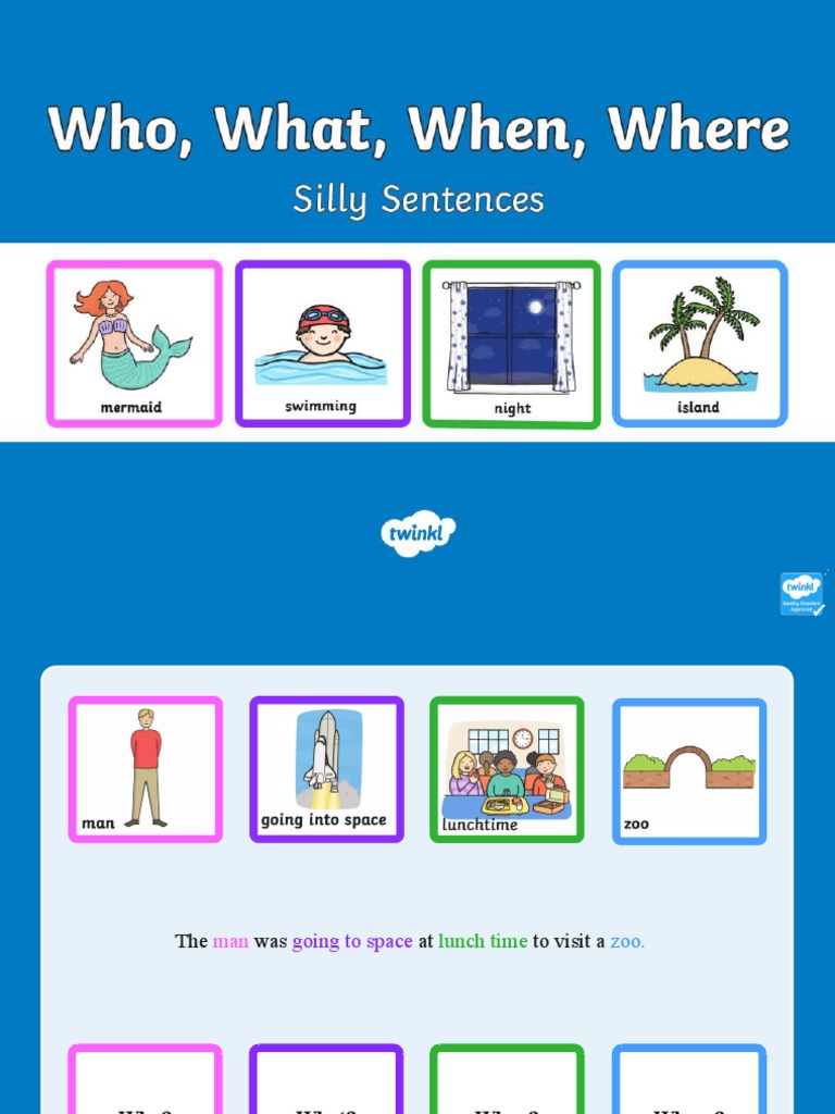 Who What When Where Silly Sentences Powerpoint | PDF