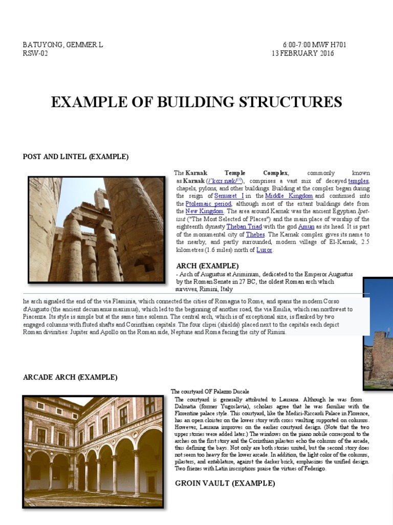 Example of Building Structures: Post and Lintel (Example) | PDF ...