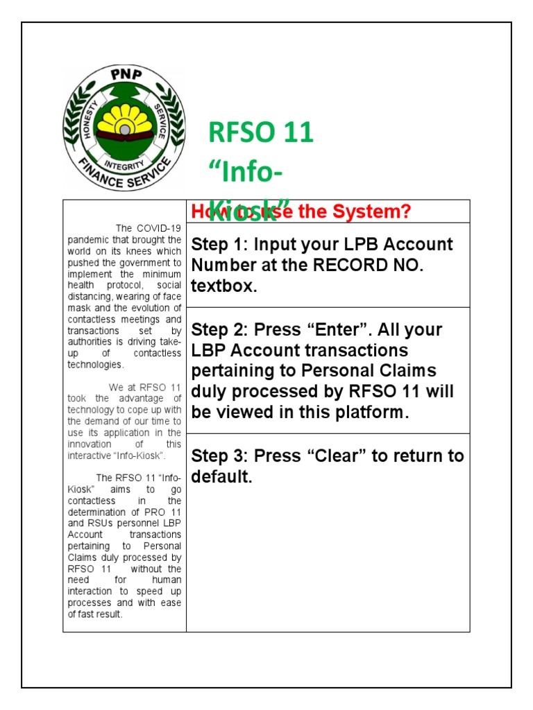 RFSO 11 Info Kiosk | PDF