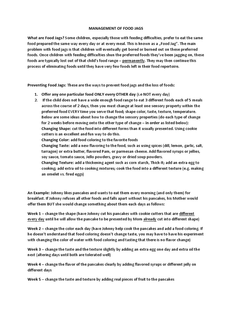 Management of Food Jags | PDF | Pancake | Foods