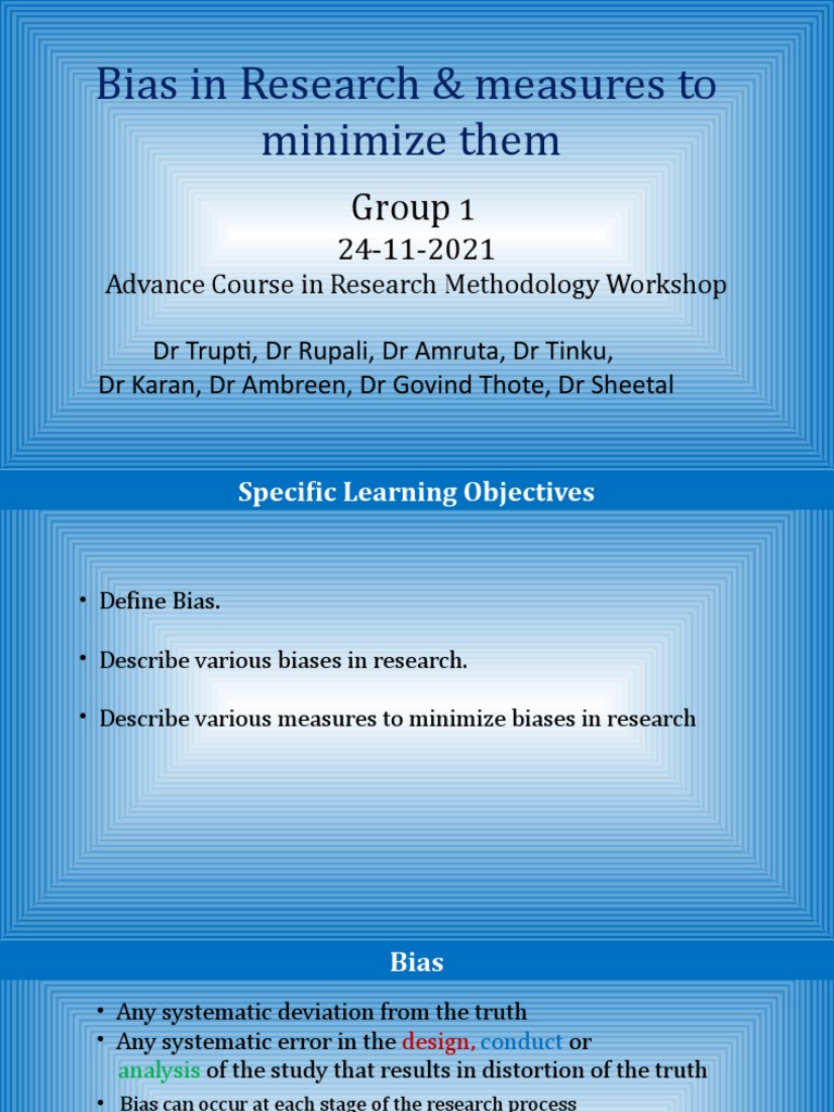 Bias in Research Final Presentation 23.11.2021 | PDF | Bias | Statistics