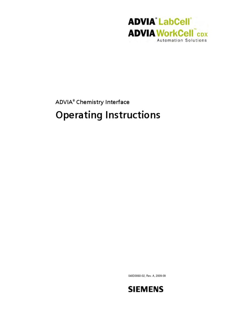 Siemens Advia 1800 Interface Op Guide | PDF | Interface (Computing ...