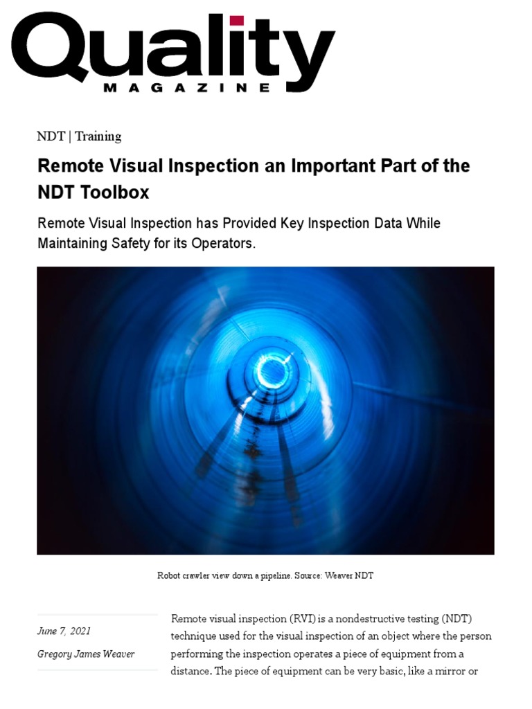 Remote Visual Inspection - An NDT Method | PDF | Unmanned Aerial ...