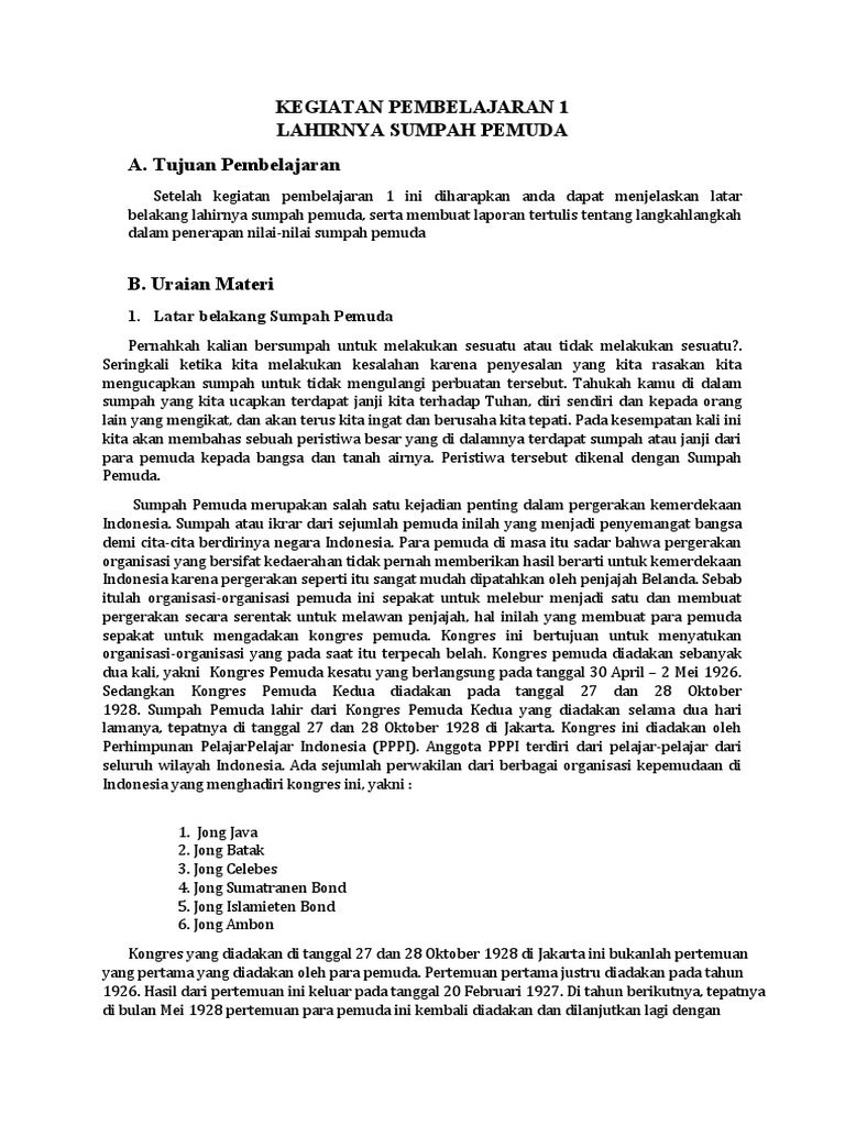 Modul Latar Belakang Sumpah Pemuda | PDF