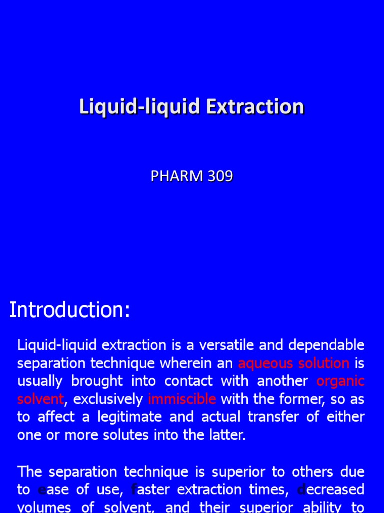 Liquid Liquid Extraction Pdf Solution Emulsion
