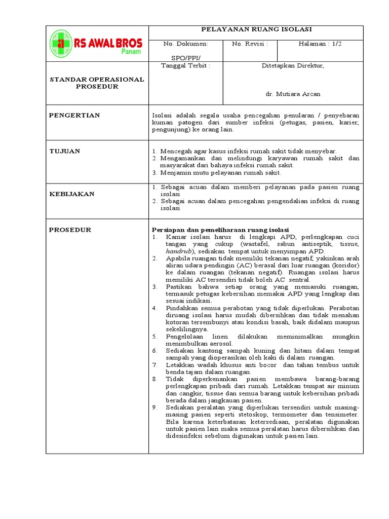 SPO PPI Isolasi Baru | PDF