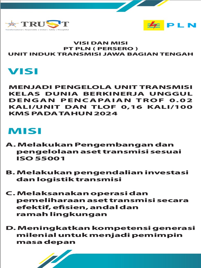PT PLN Unit Jawa Bagian Tengah Visi Misi 2024 | PDF