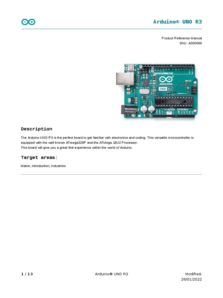 Arduino® UNO R3: Description | PDF | Arduino | Computing