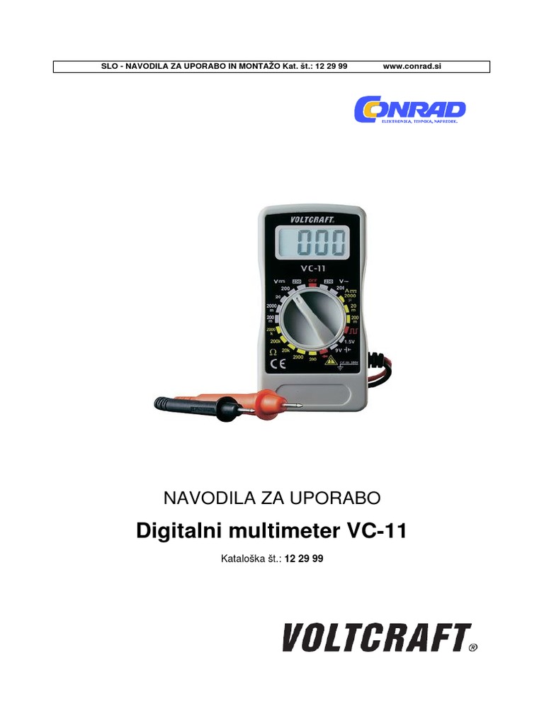 Manual 122999 Voltcraft VC 11 Handheld Multimeter | PDF