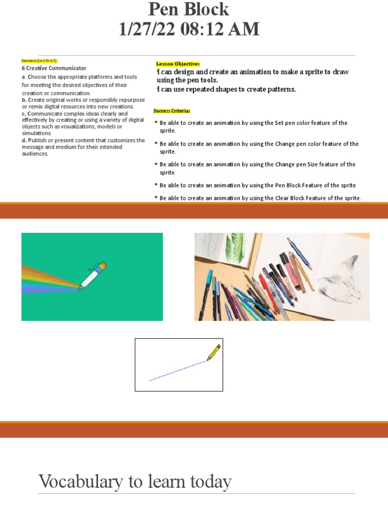 Create Animations with Scratch Pen Tools | PDF