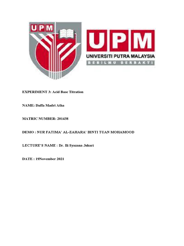 Exp 3 - Acid Daffa Madri Atha | PDF | Chemistry | Titration