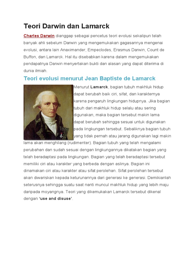 Teori Darwin Dan Lamarck | PDF