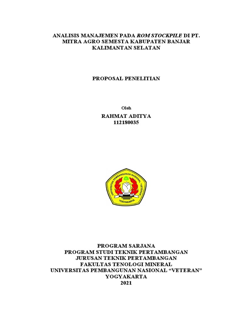 Proposal Manajemen Stockpile | PDF