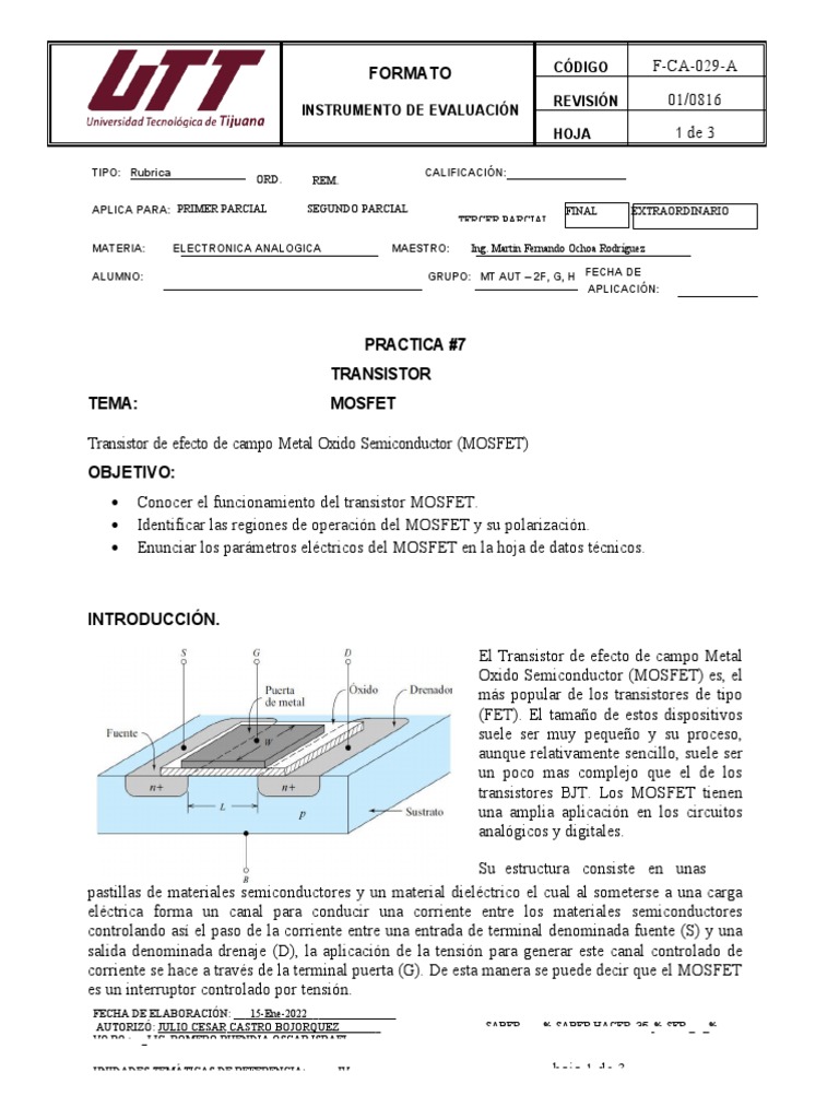 Practica 7 | PDF | Mosfet | Transistor