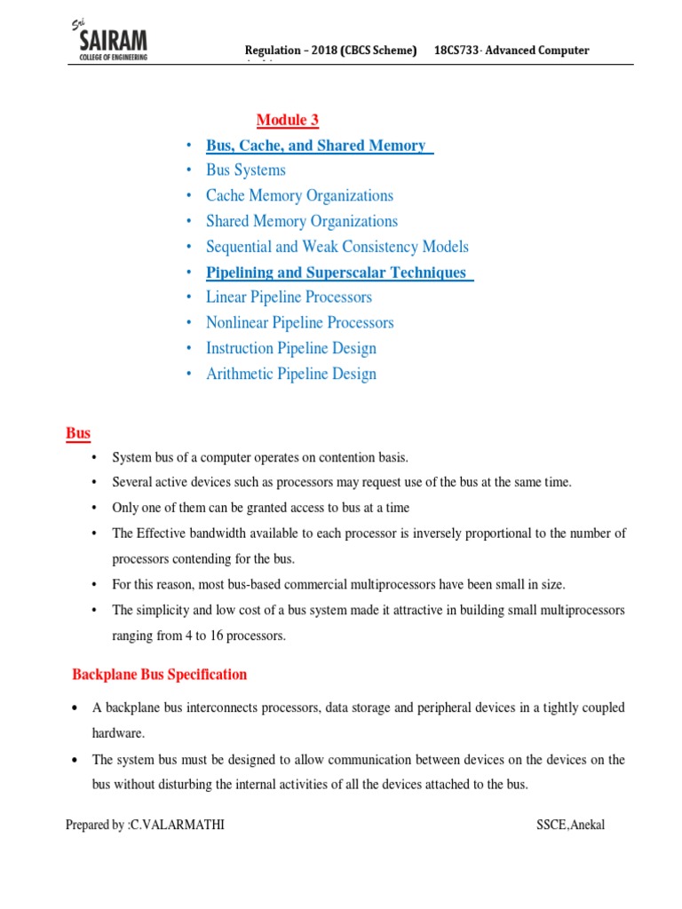 Regulation - 2018 (CBCS Scheme) 18CS733-Advanced Computer Architecture | Download Free PDF | Cpu ...