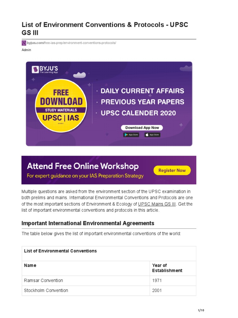 Environment Conventions Protocols | PDF | United Nations Framework ...