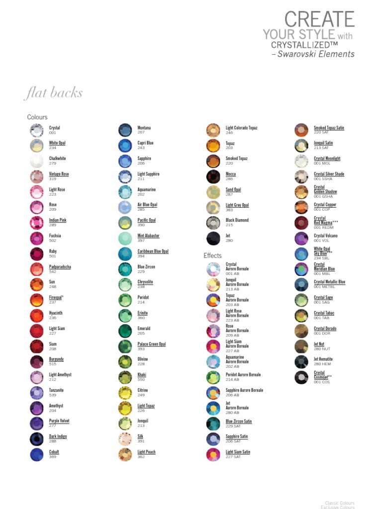 Colour Chart Flatbacks-Crystals | PDF | Jewellery Components | Gemstone