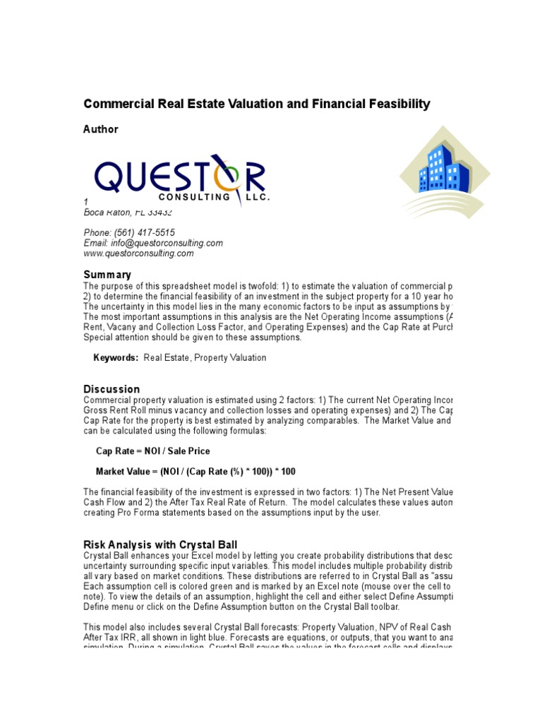Commercial Real Estate Valuation Model | PDF | Valuation (Finance ...