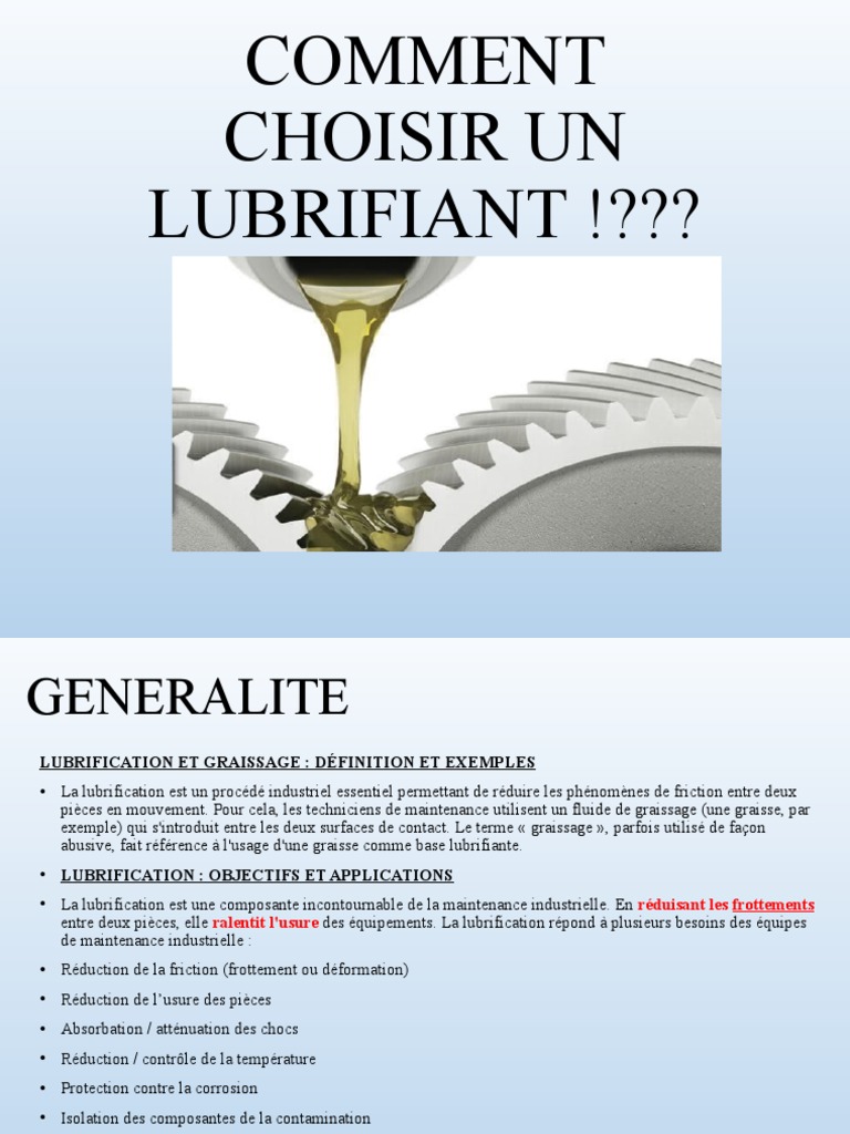 5 Partie CHOIX LUBRIFIANT | PDF | Friction | Palier (mécanique)