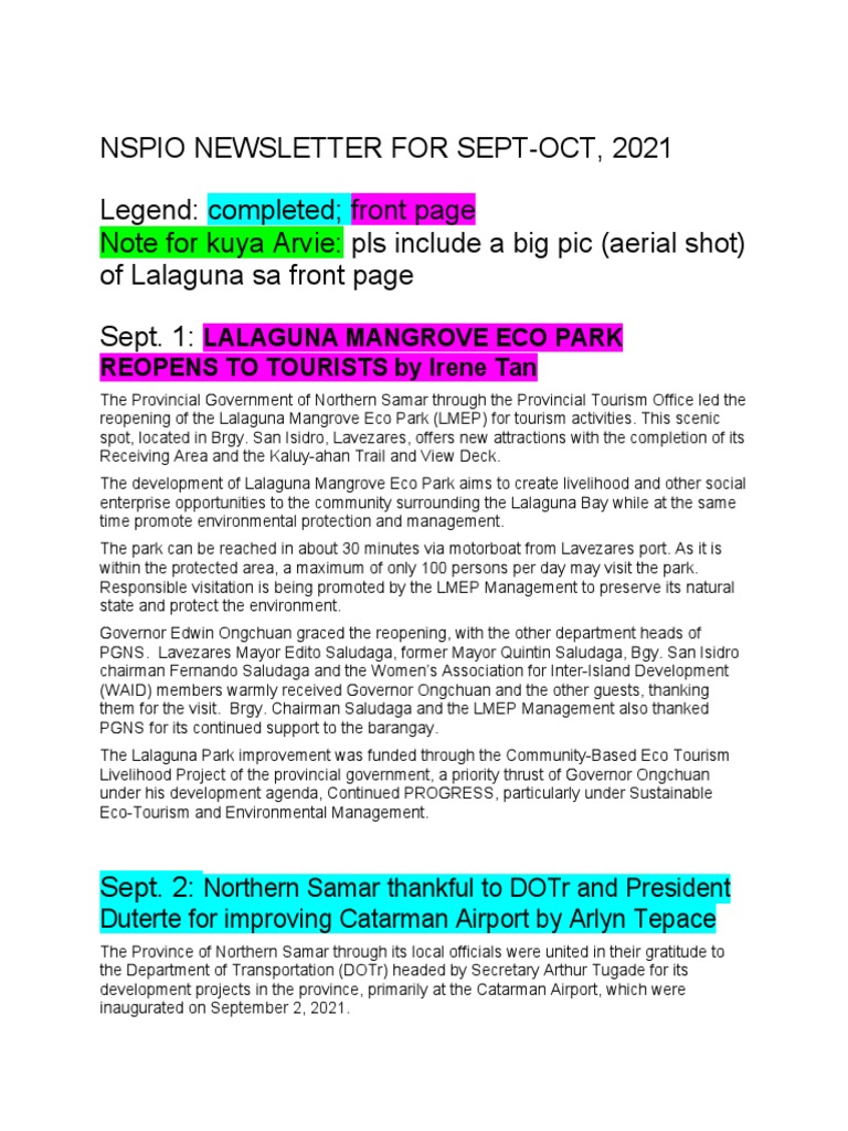 Newsletter (Sept-Oct) | PDF | Waste Management | Economies