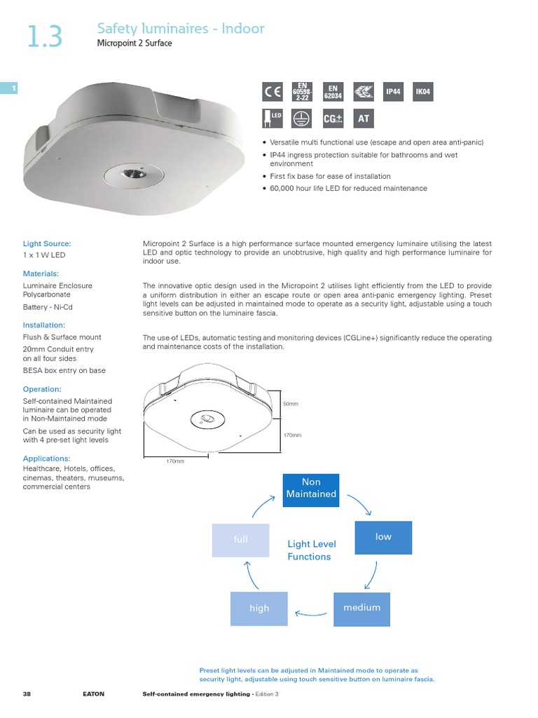 Safety Luminaires - Indoor: Micropoint 2 Surface | PDF | Electricity ...