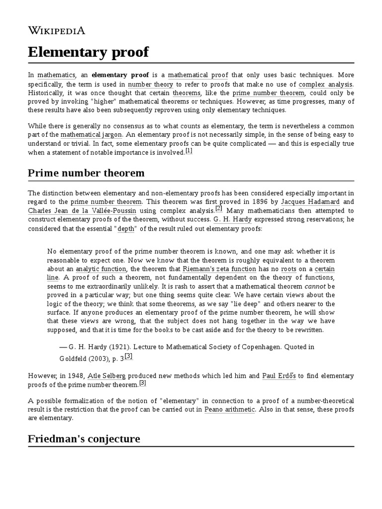 Elementary Proof: Prime Number Theorem | PDF | Theorem | Mathematical Proof