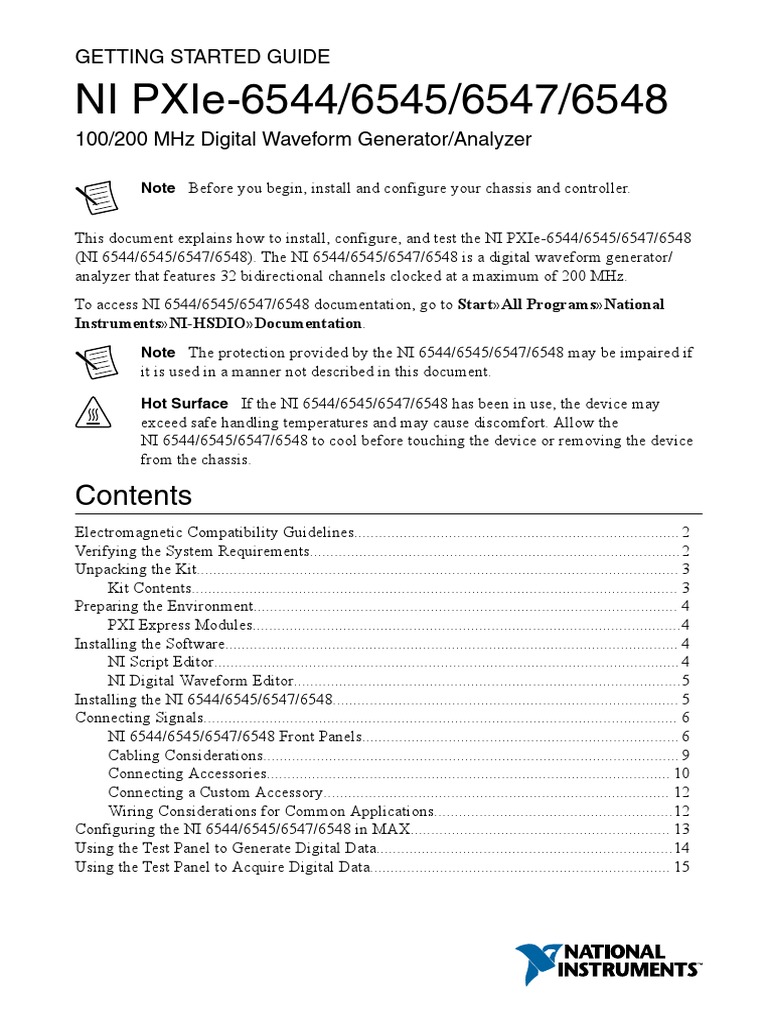 Ni Pxie 6544 Getting Starter Guide Descargar Gratis Pdf Electromagnetic Compatibility 
