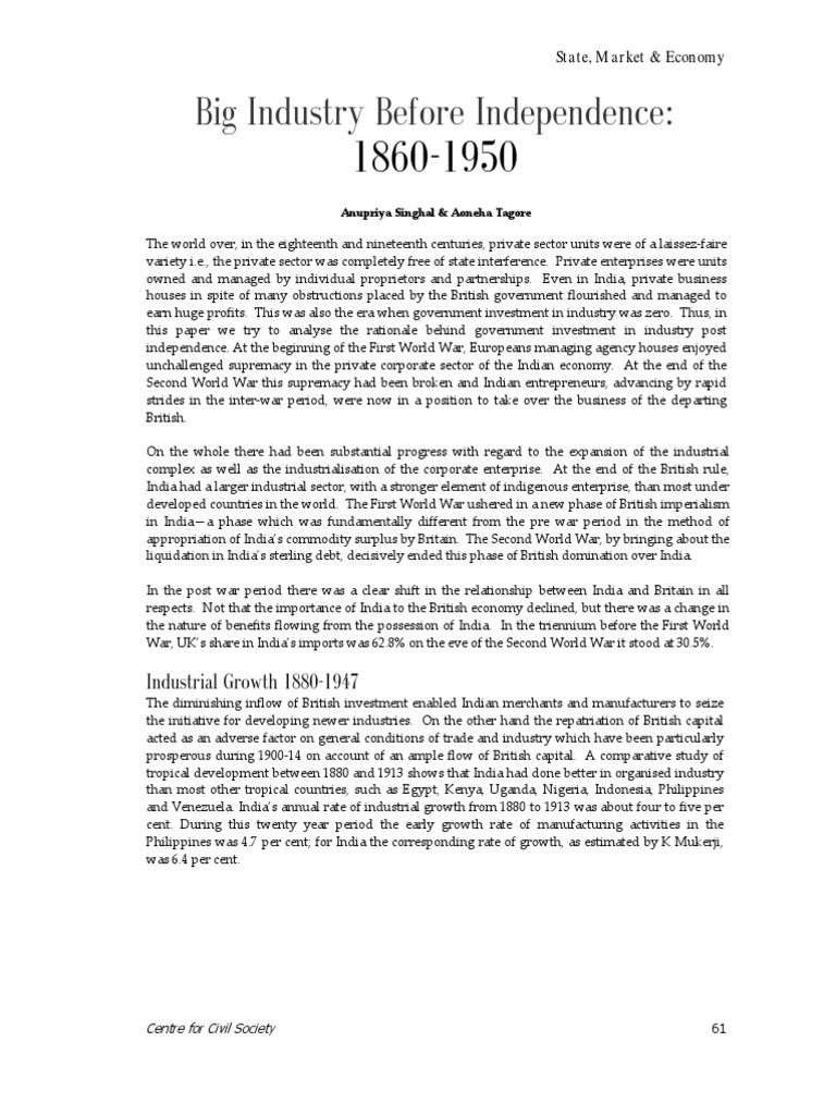 Indian Economy Before Independence | PDF | Economic Growth ...