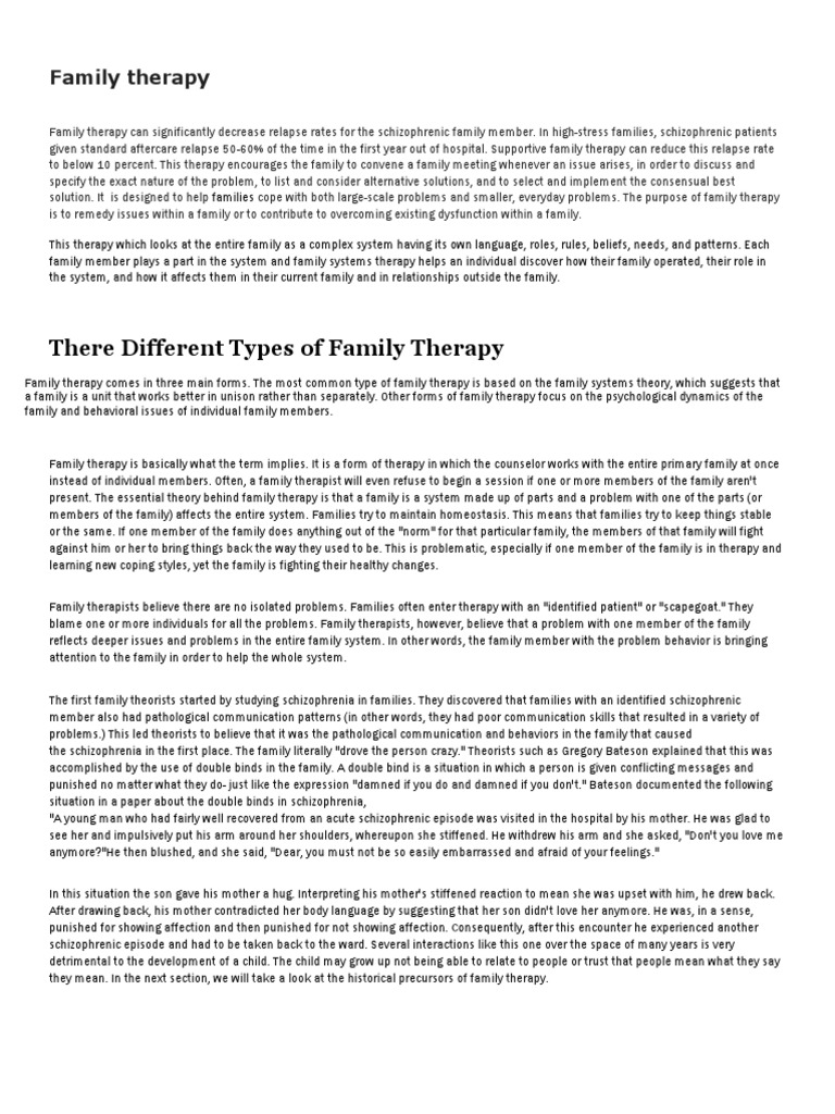 There Different Types of Family Therapy | PDF | Family Therapy ...