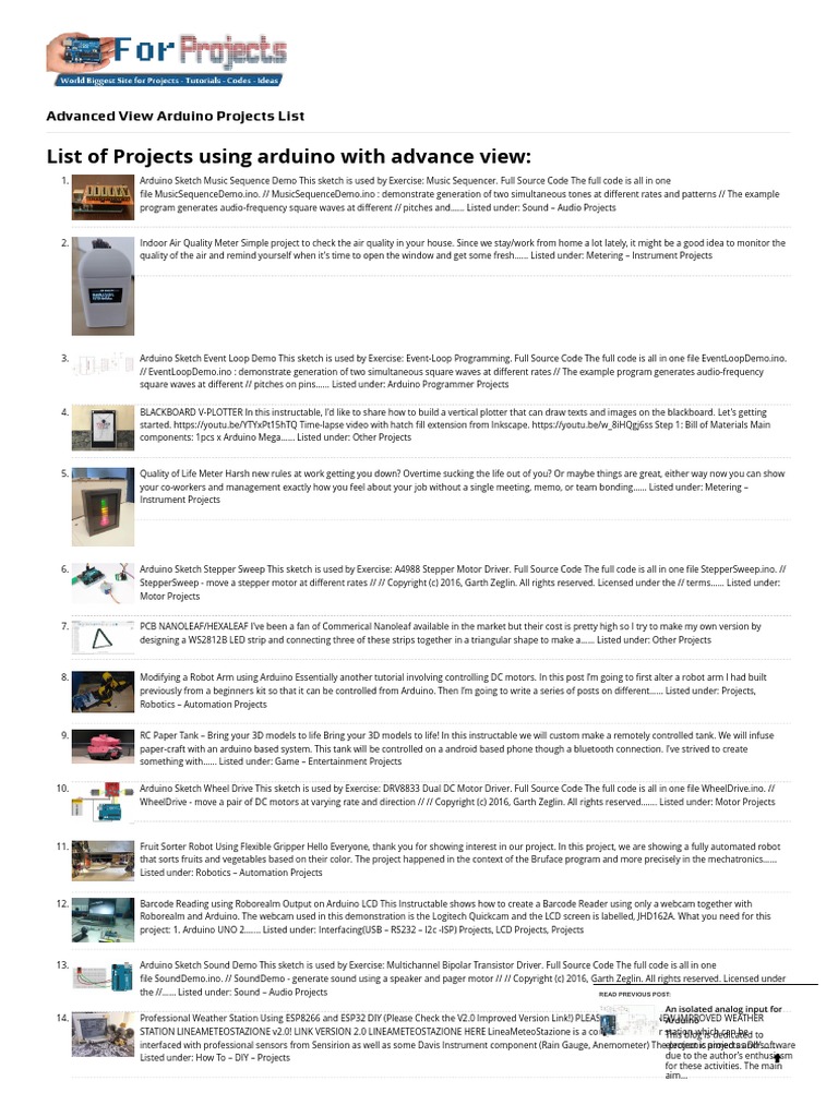 Advanced View Arduino Projects List Use Arduino For Projects Pdf Arduino Android 