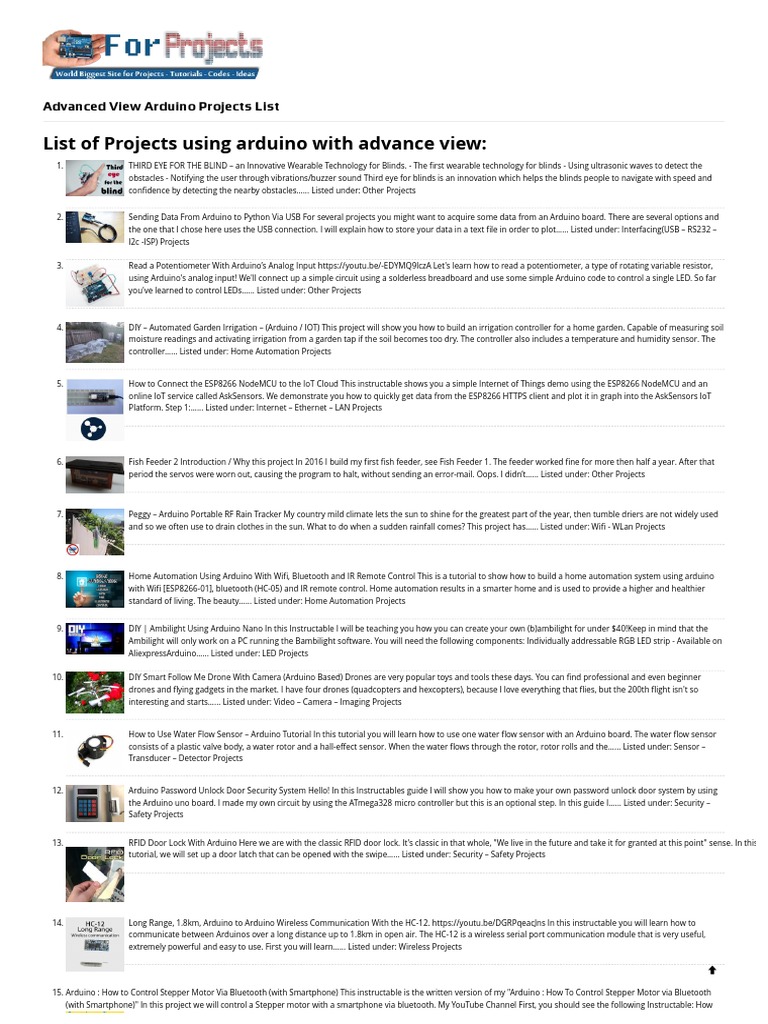 Advanced View Arduino Projects List - Use Arduino For Projects | PDF | Arduino | Electromyography