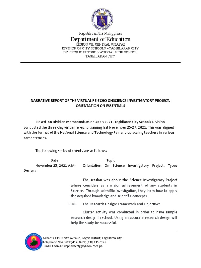 Narrative Report of Science Webinar2021 | PDF | Science | Arduino