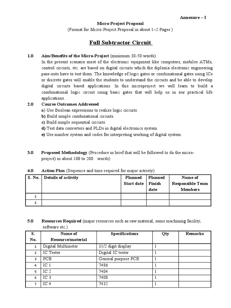 Micro Project Proposal and Report Format - 19-20 | PDF | Digital Electronics | Electronic Circuits