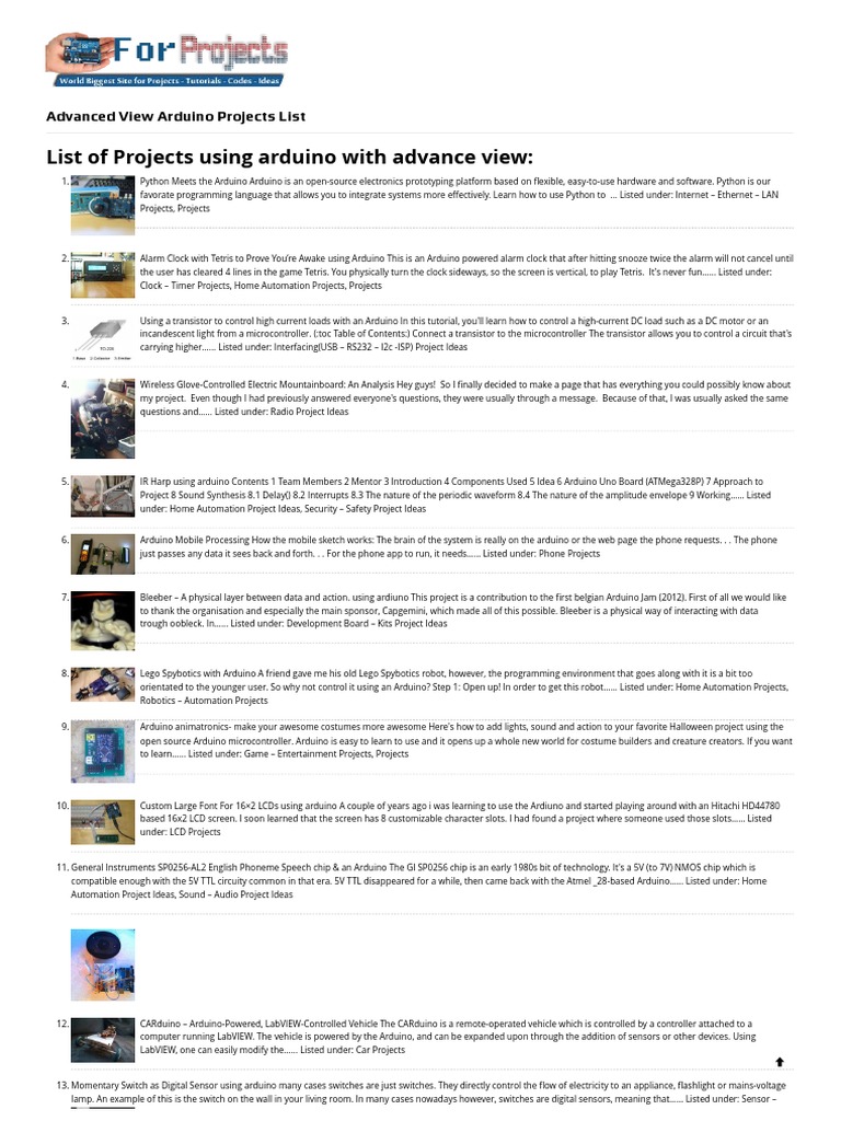 Advanced View Arduino Projects List - Use Arduino For Projects | PDF ...