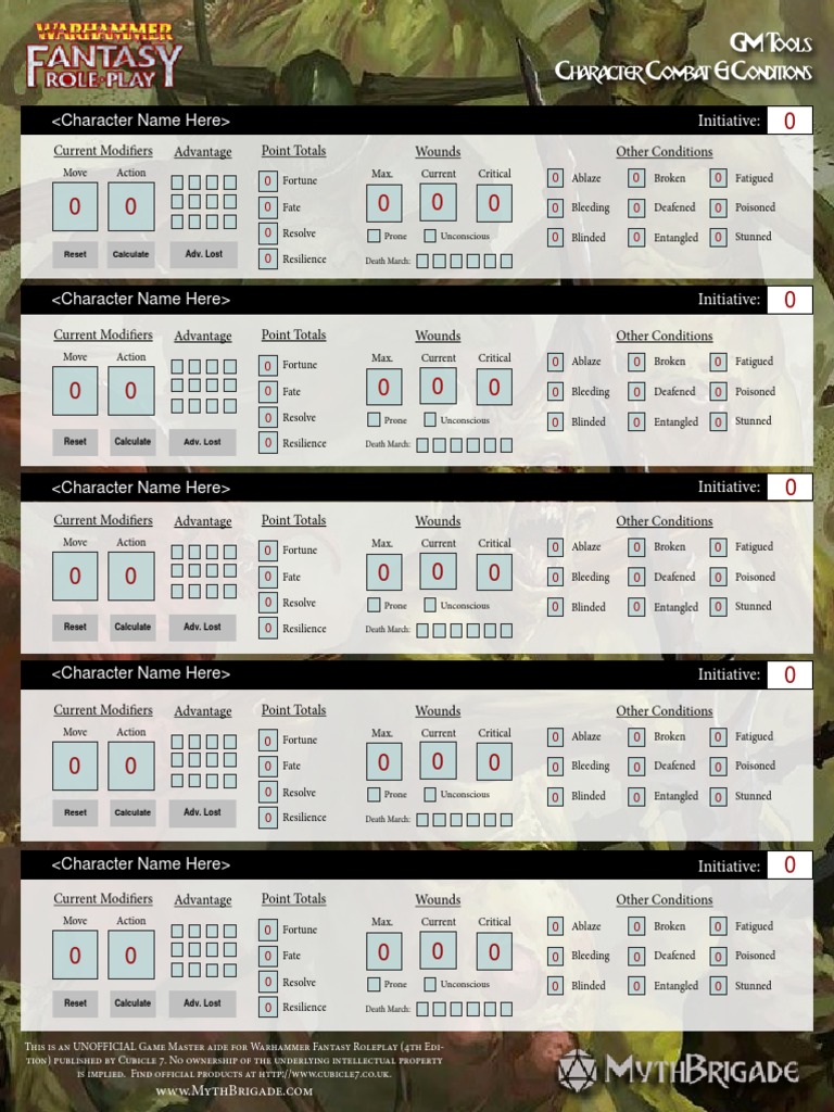 MythBrigade - WFRP Combat Tracker v1 | PDF | Fantasy | Fantasy Games