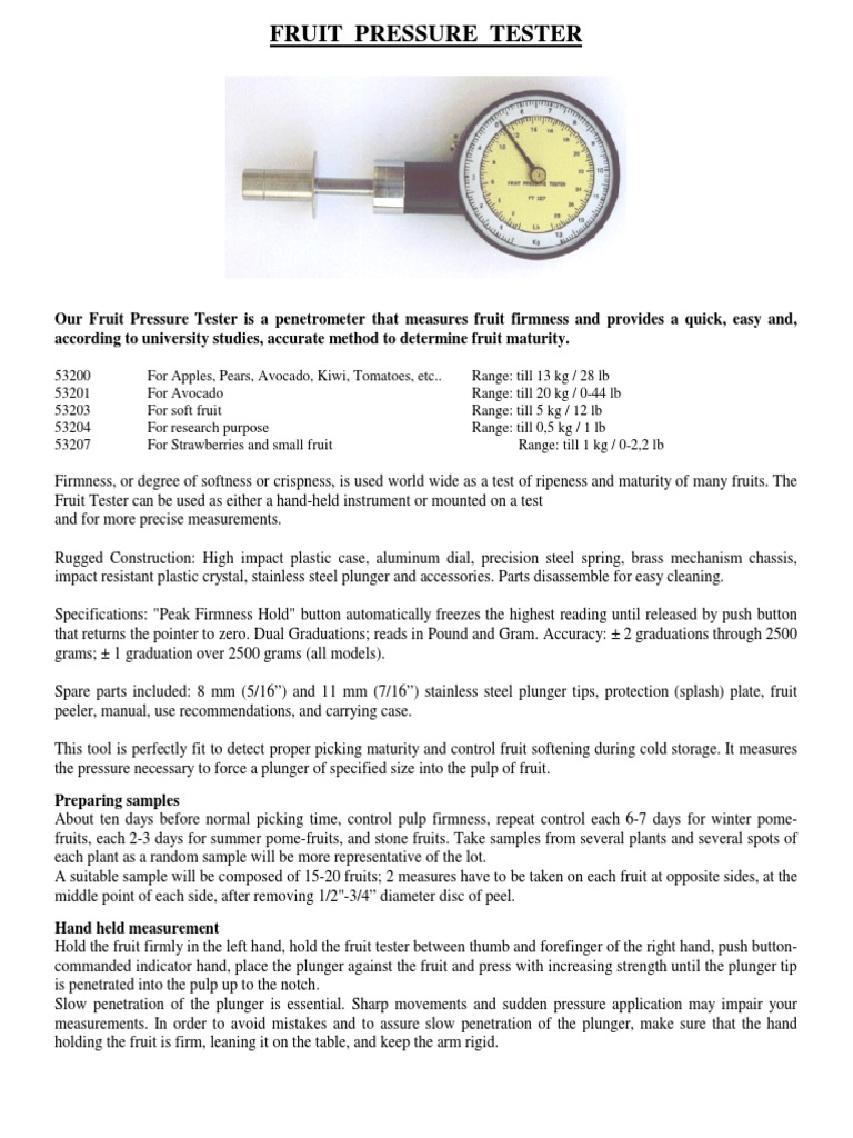 Measuring Fruit Maturity: An Introduction to the Fruit Pressure Tester ...