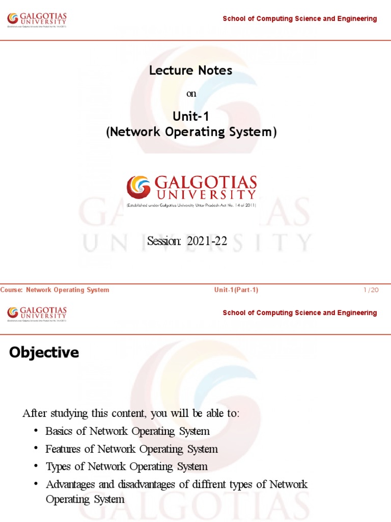 Lecture Notes Unit 1 Network Operating System Session 2021 22 Download Free Pdf