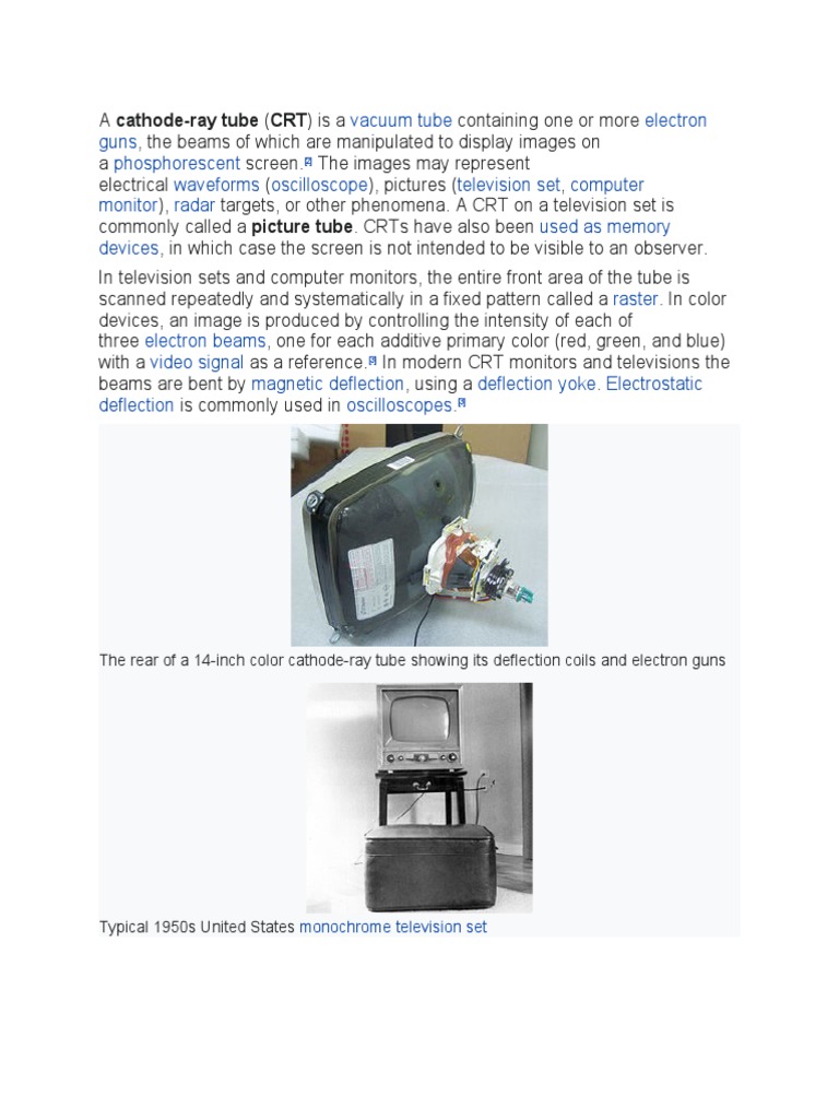 Cathode-Ray Tube (CRT) | PDF | Television | Vacuum Tube